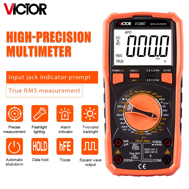 RuoShui 980+ Multimeter 20000 Counts True RMS Digital Capacitance and ...