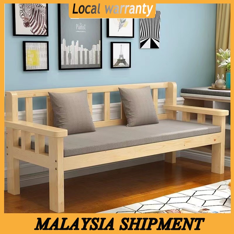 Solid wood sofa combination living room three-person balcony leisure ...