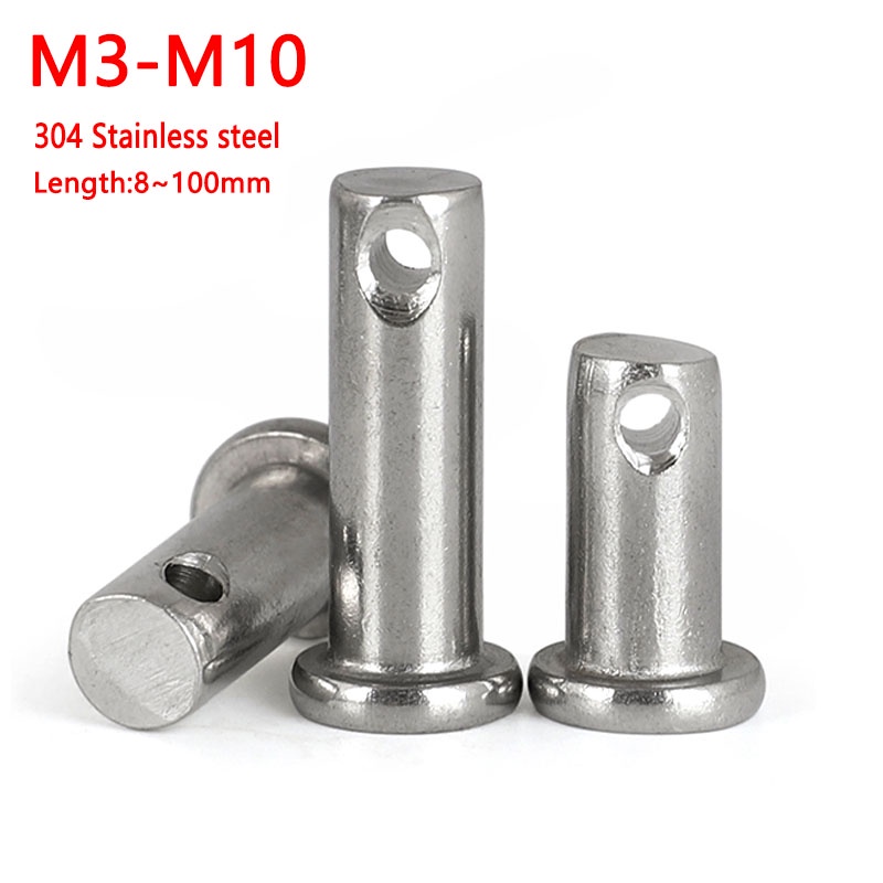 M3 M4 M5 M6 M8 M10 Clevis Pins 304 Stainless Steel Flat Head Pins with Hole Positioning ...