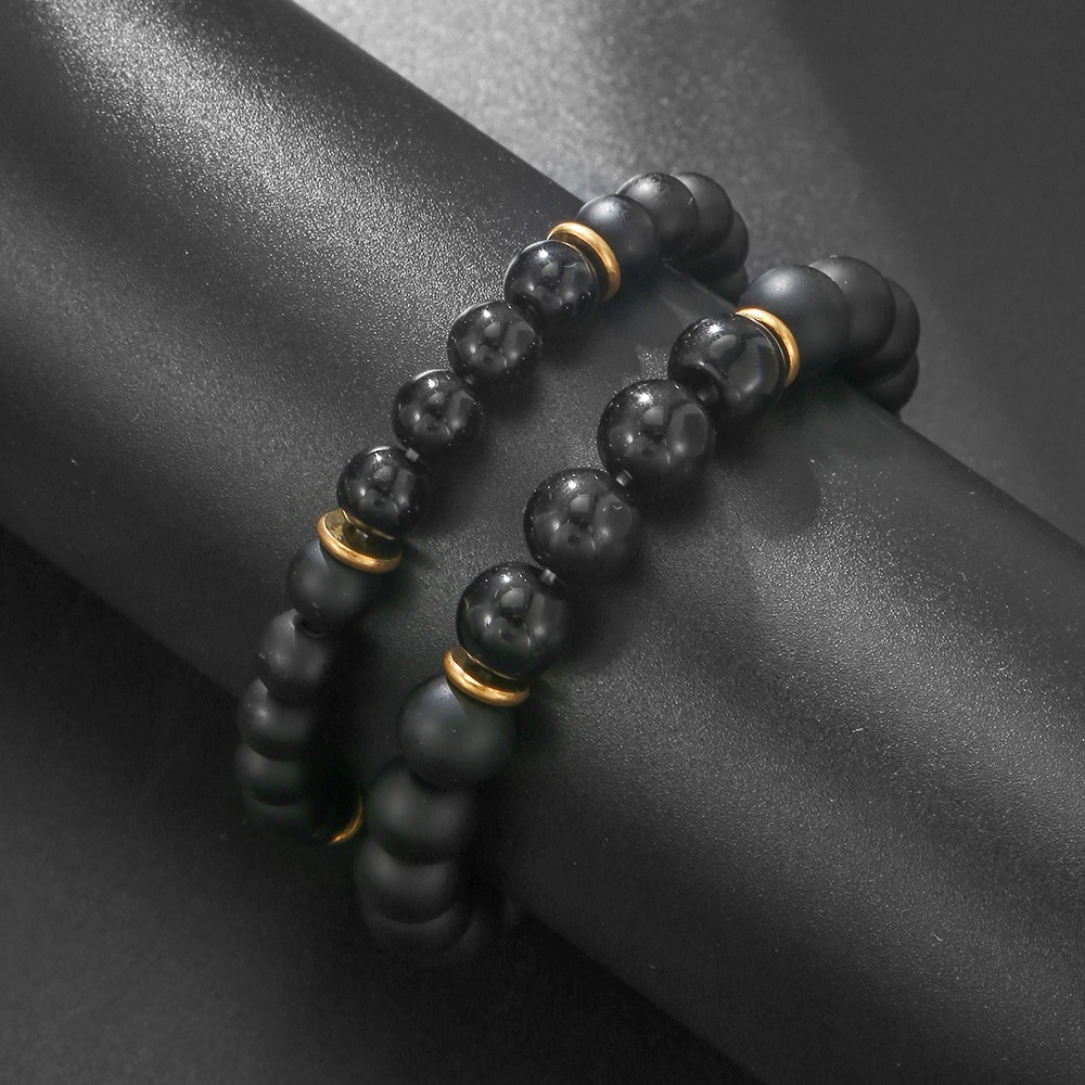 Couple Bracelet Imitation Black Agate Trendy Men Women Korean Style ...