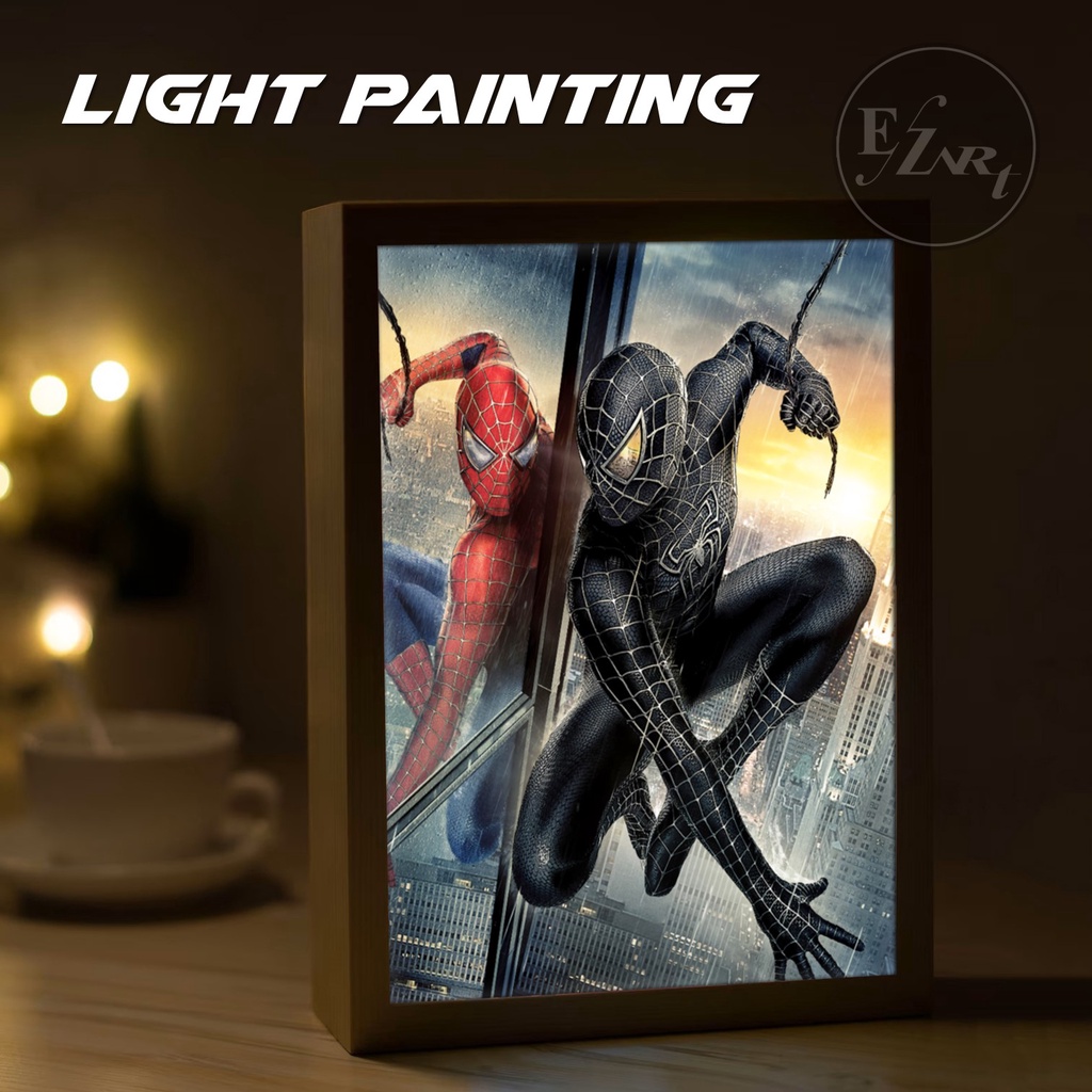Light Painting Spiderman Super Hero Marvel Avengers Light Frame Lighted ...