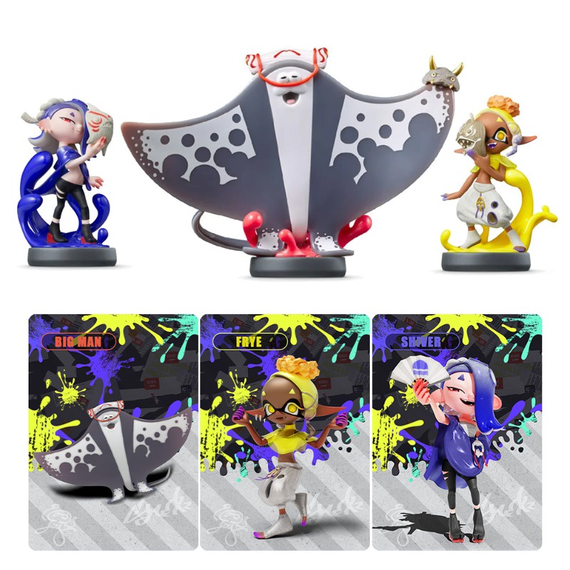 3Pcs Splatoon 3 2 1 Frye Shiver Big Man Characters Costume Props Amiibo ...