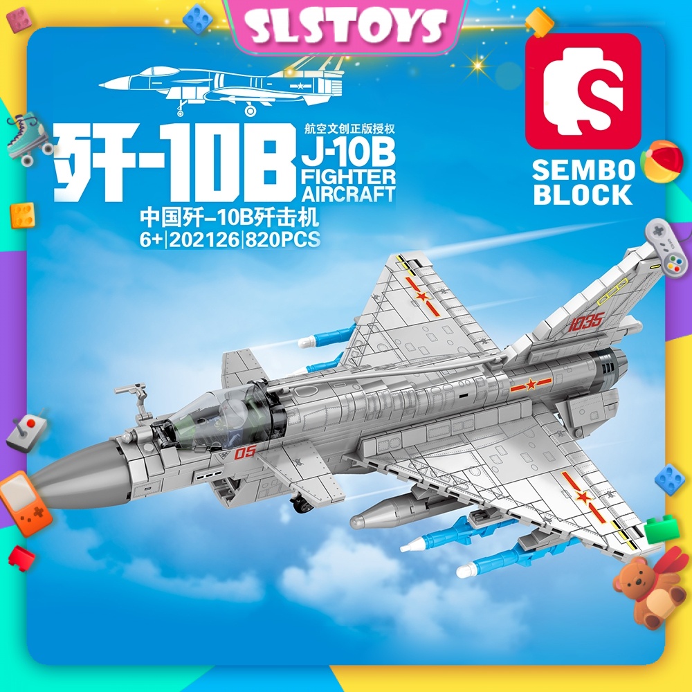 Sembo Block 202126 J-10B Fighter Aeroplane Jet Military Army Soldier ...