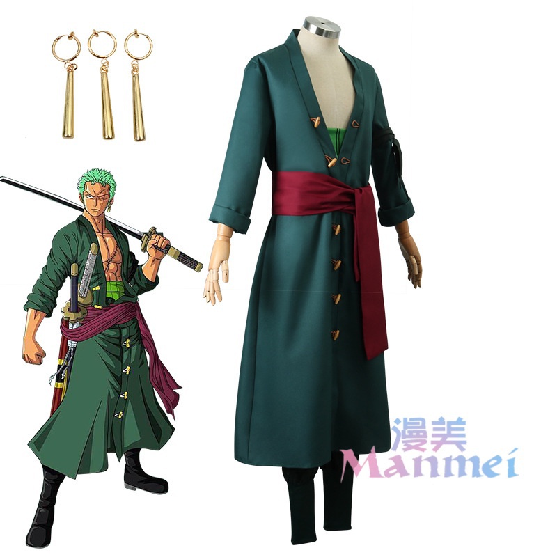 【IN Stock】Roronoa Zoro Cosplay Costume Anime Zoro Roronoa Outfit Green ...