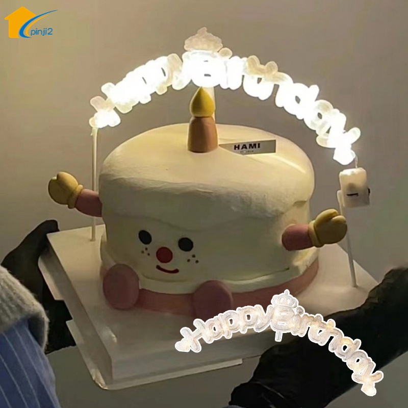 Cake Decoration Light Creative Happy Birthday Desk-top Lamp Cute Letter ...
