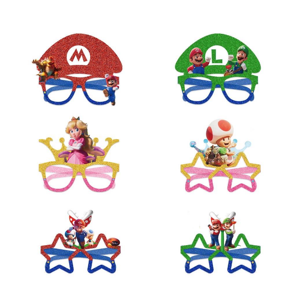 12pcs/ Set Mario Bros Accessories Glasses Role-playing Yoshi Bowser ...