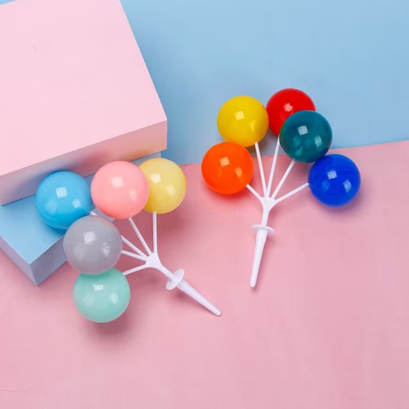 Colorful Ball Balloons Cake Topper Creative Cupcake Card Flag Birthday ...