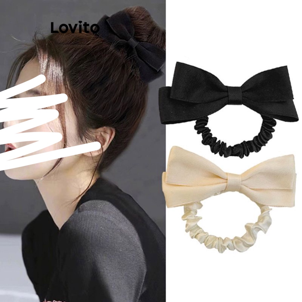 Lovito Elegant Plain Bow Princess Hair Ties for Women LFA11399 Lovito ...