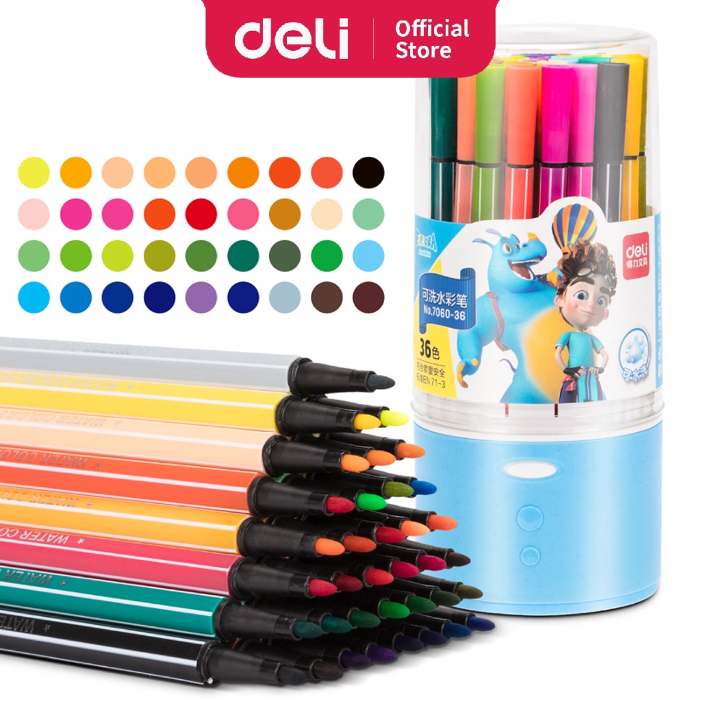 Deli Washable Magic Colour Pen (12/24/36/48 colors) Watercolour Pen ...