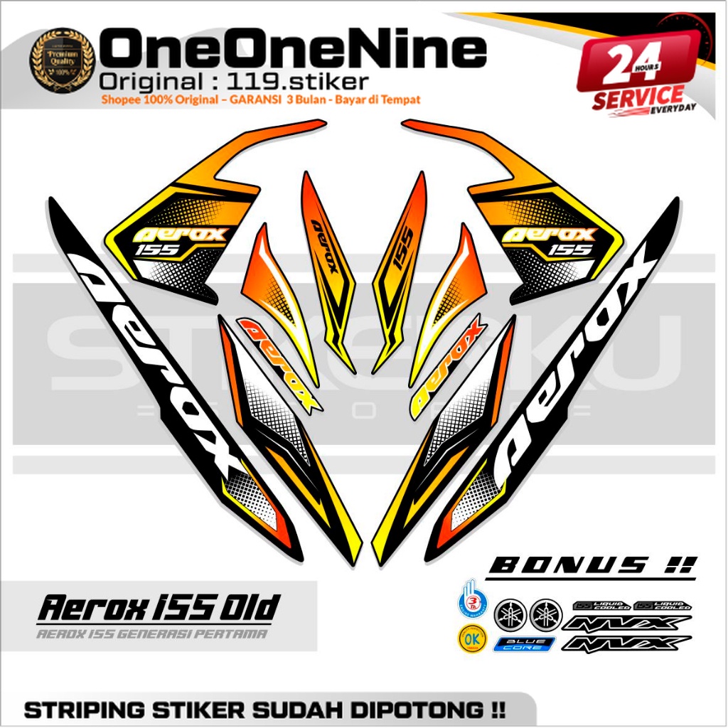 Striping AEROX LAMA 155 MOTIF 48 / STICKER AEROX OLD 155 VVA / STICKER ...