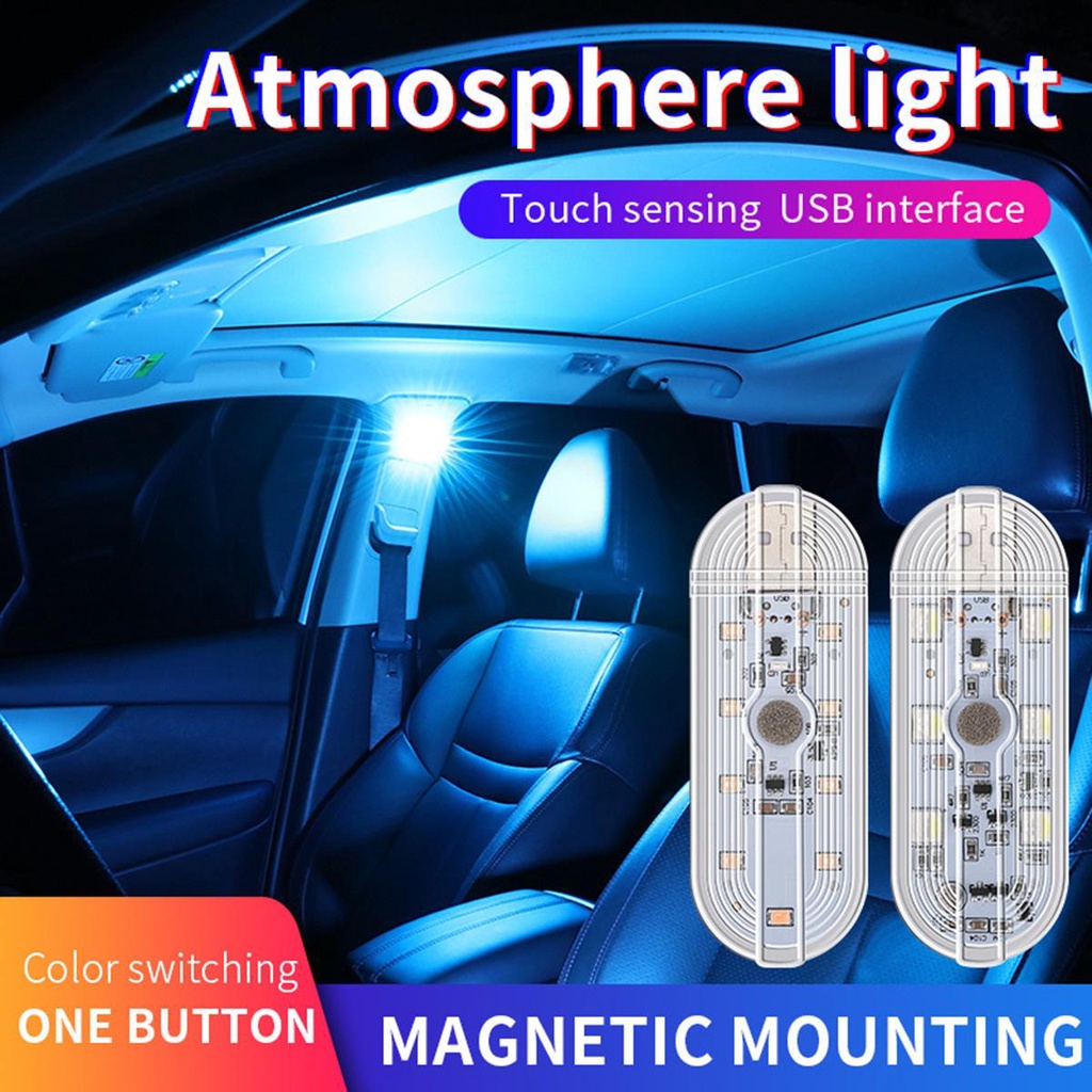 Car touch light, car interior reading light, colorful car USB rhythm ...