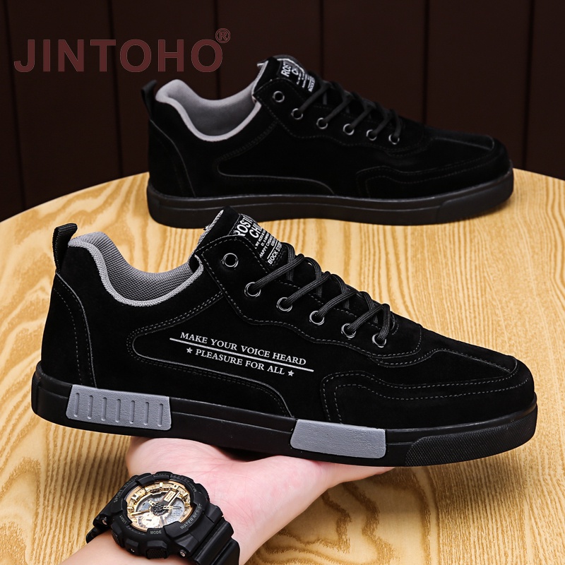 JINTOHO Casual Men Black Shoes Outdoor Non-slip Rubber Sneakers for Men ...