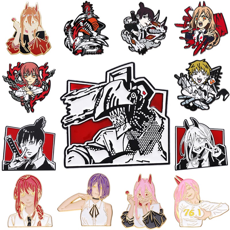 New Chainsaw Man Enamel Brooch Chainsaw Man Metal Backpack Badge Denji ...