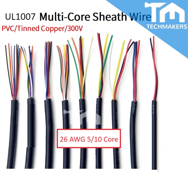 1M Wire 26 AWG Power/Signal Cable 5/10 Multiple Stranded Multi Core ...