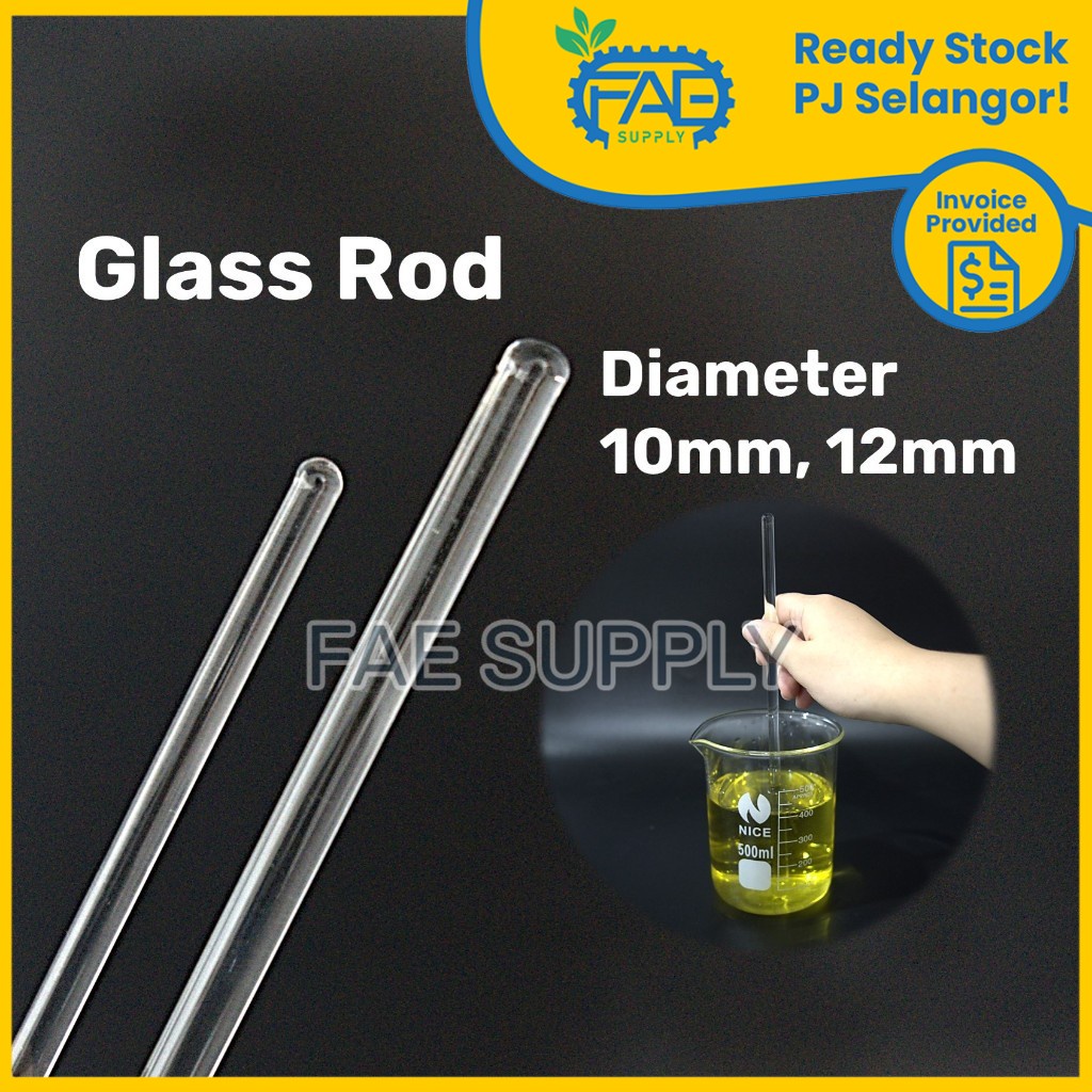 Glass Rod round end length 100-500mm diameter 10mm 12mm Glass Stirring ...