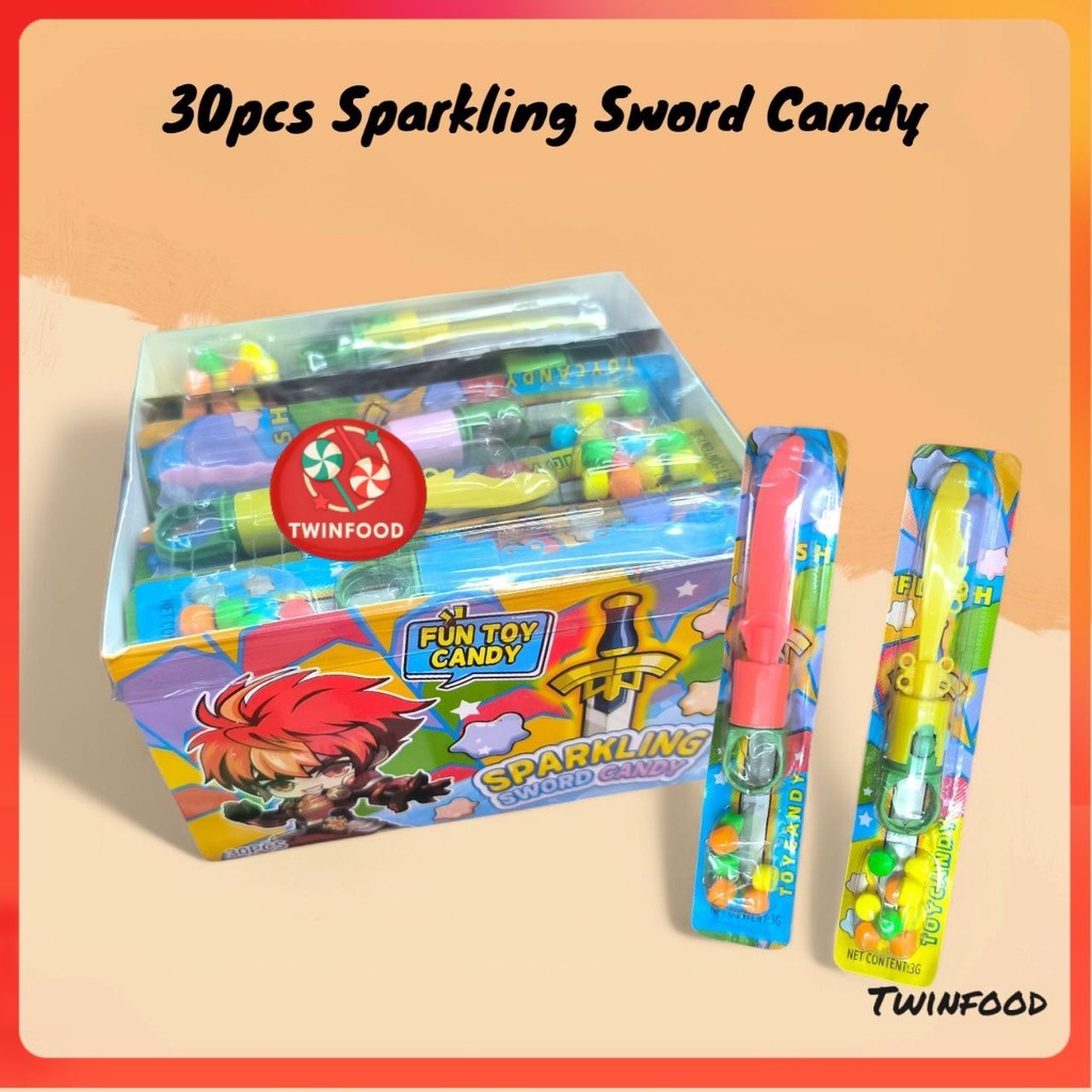 30pcs x3g Leanseng Sparkling Sword Toy Candy fruits flavour Adventure ...