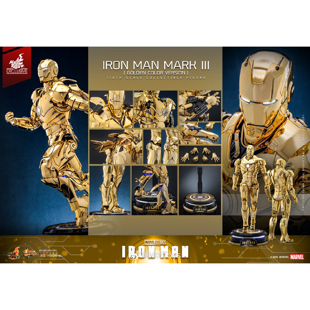 Hottoys HT MMS764 Plating Bright Gold MK3 Iron Man Limited Edition ...