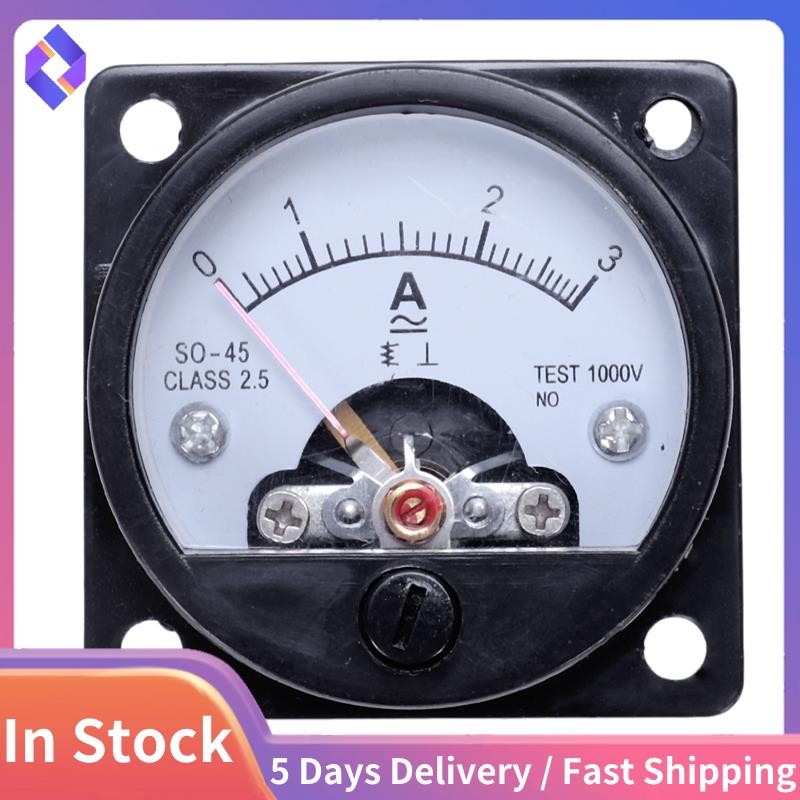 AC 0-3A Round Analog Panel Meter Current Measuring Ammeter Gauge Black ...