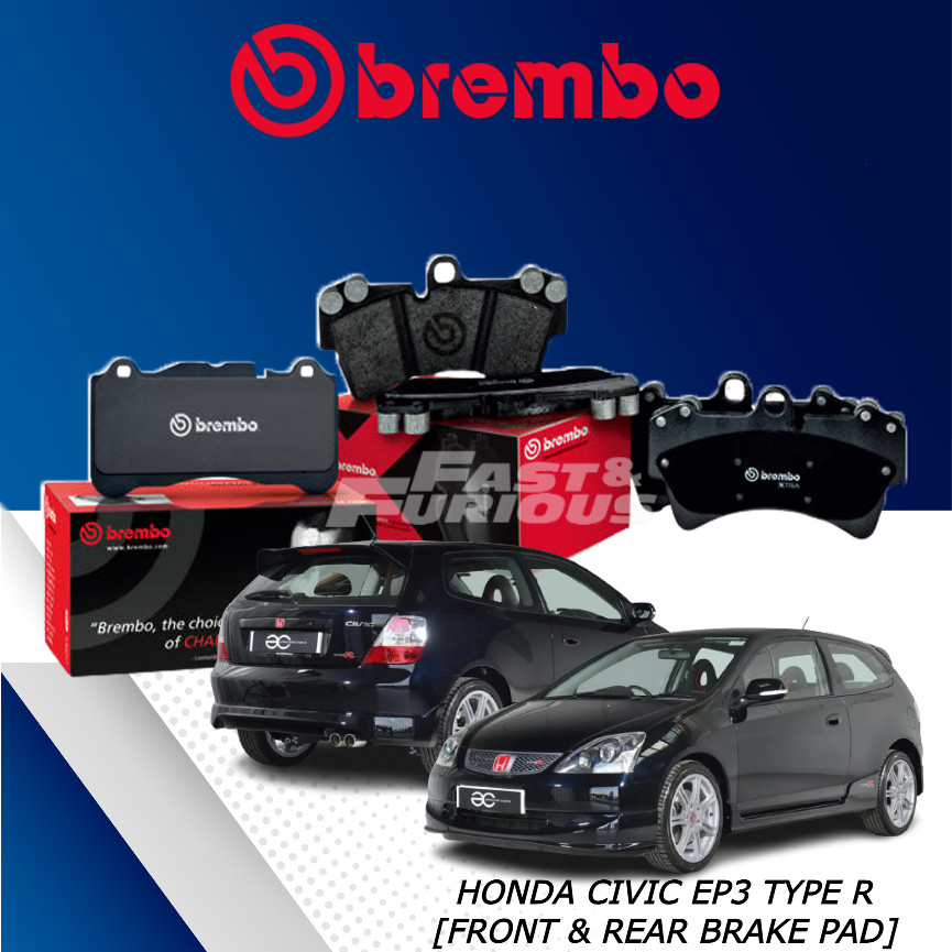 BREMBO HONDA CIVIC EP3 TYPE R BRAKE PAD FRONT (DEPAN) & REAR (BELAKANG ...