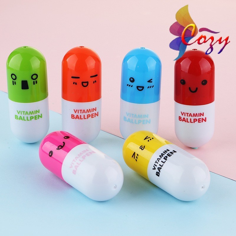 (POCKET SIZE) Retractable Vitamin Ball Pen Capsule Pill Ballpoint Pen ...