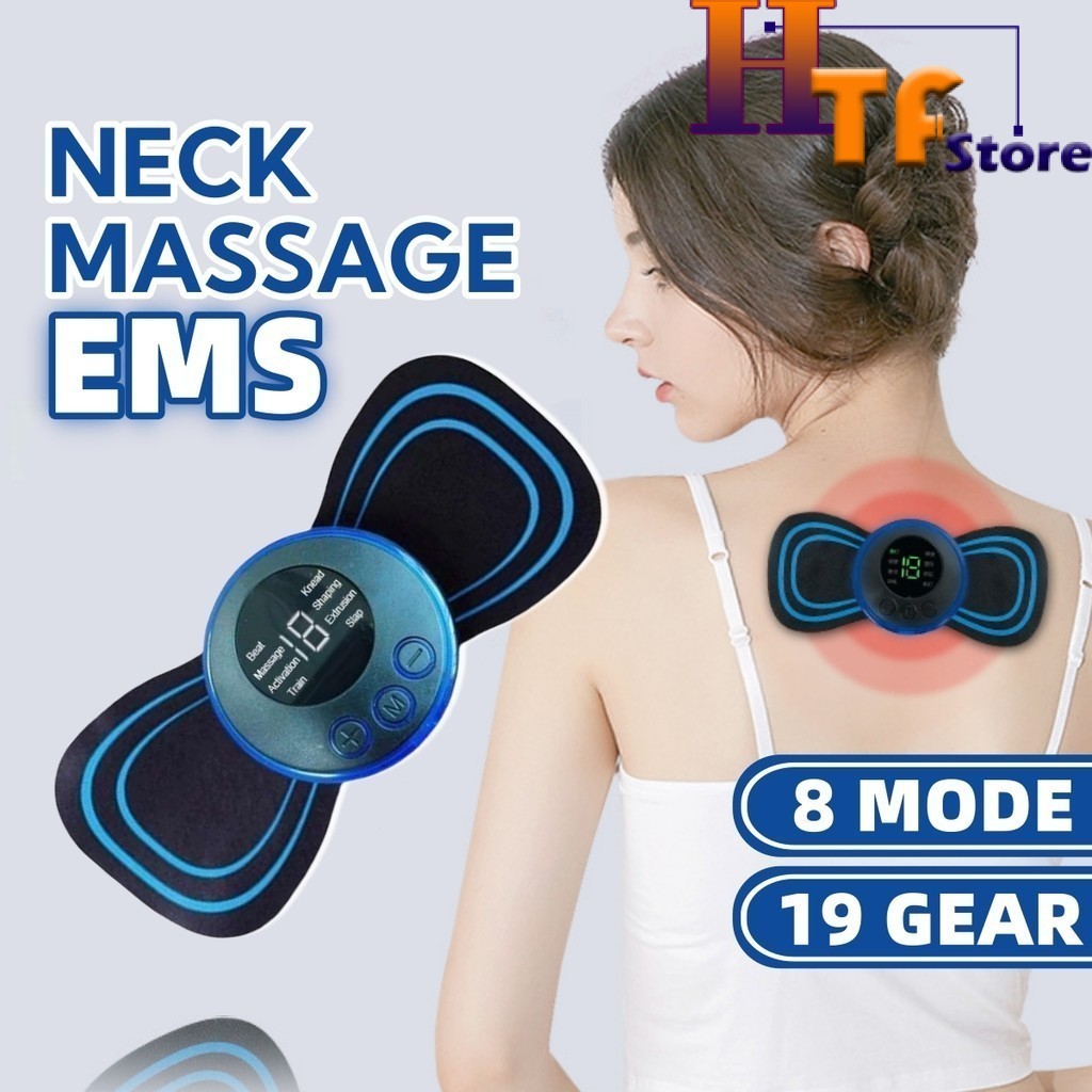 EMS Mini Neck Cervical Massage Sticker Massager Pain Relief Shoulder ...