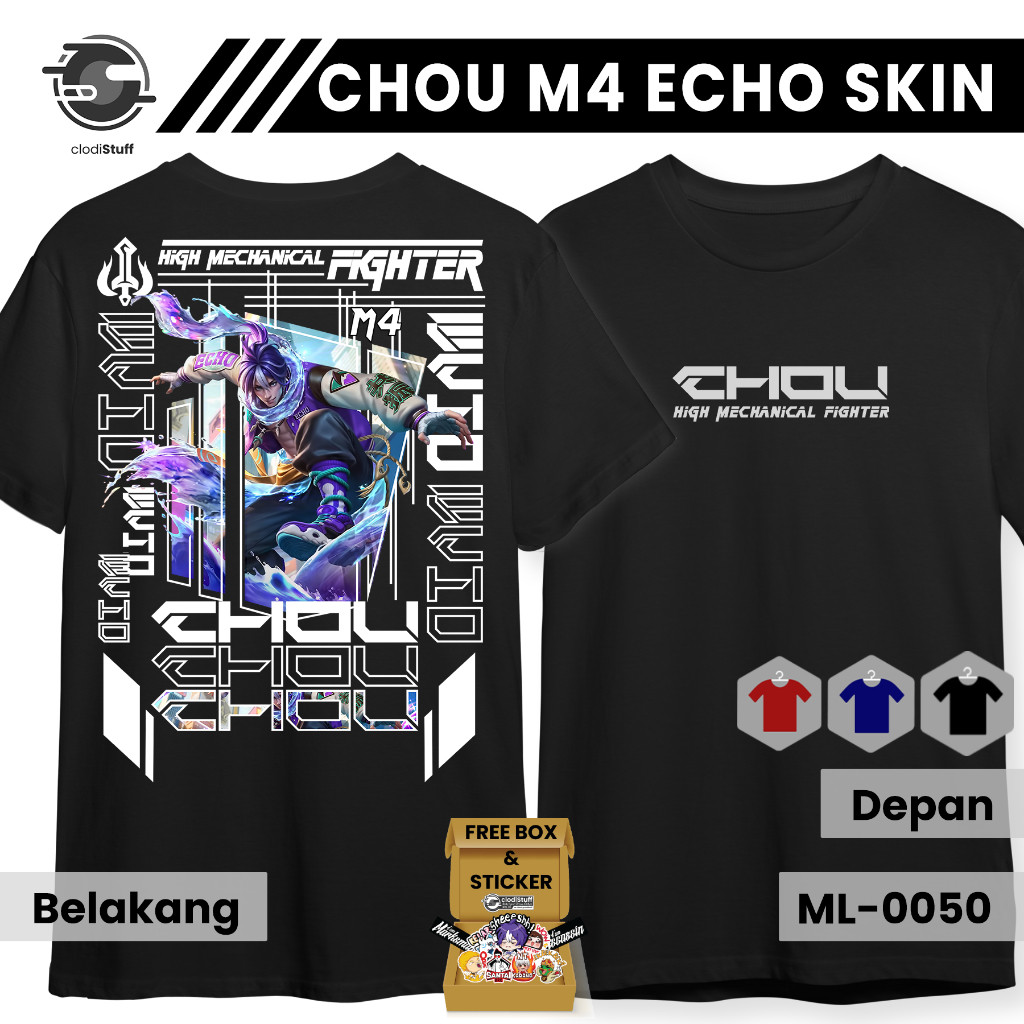 CHOU M4 SKIN ECHO Mobile Legends MLBB Short Sleeve Black T-shirt | Shopee Malaysia