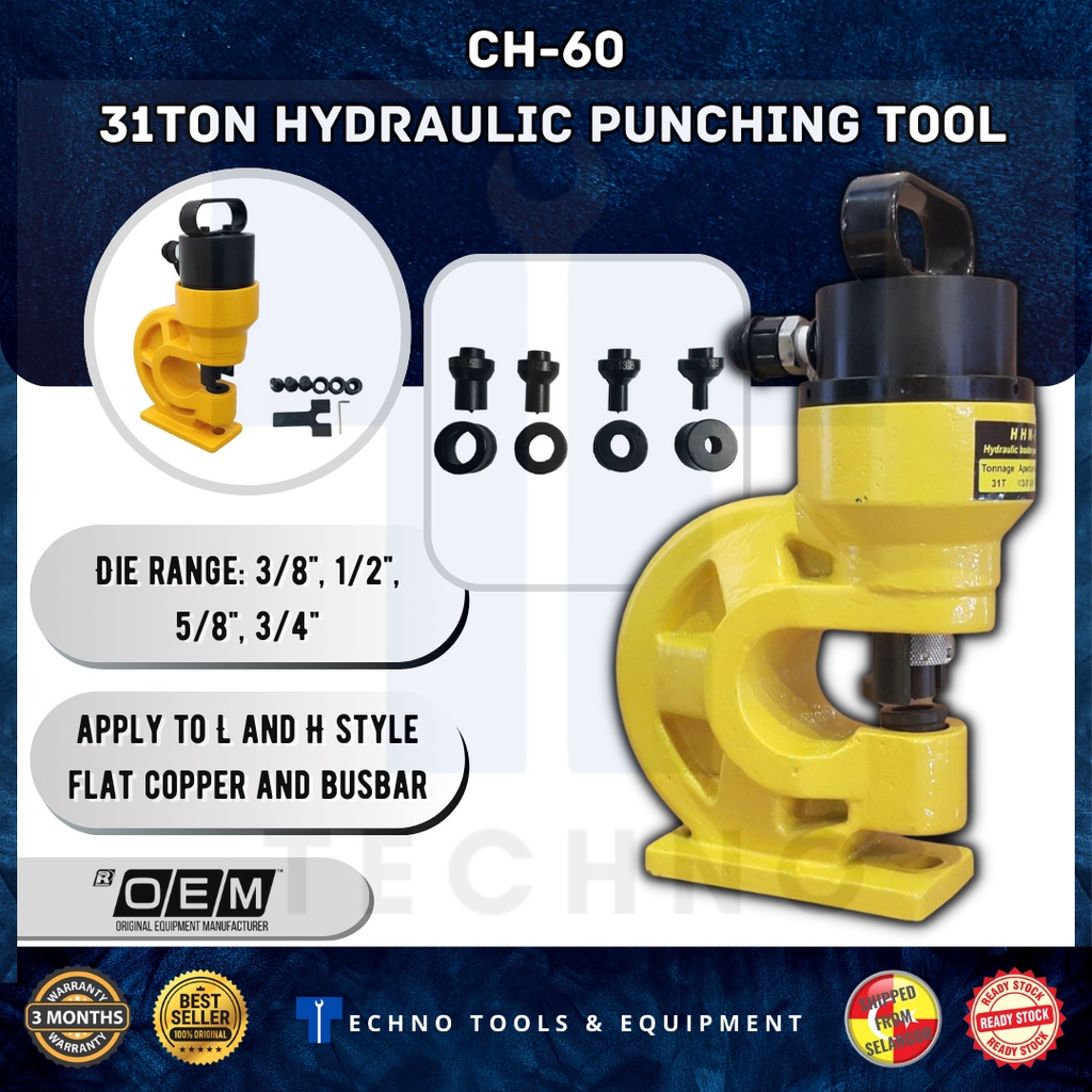Ready Stock CH-60 Hydraulic Hole Punching Tool For Iron Plate Copper Bar Aluminum Stainless ...