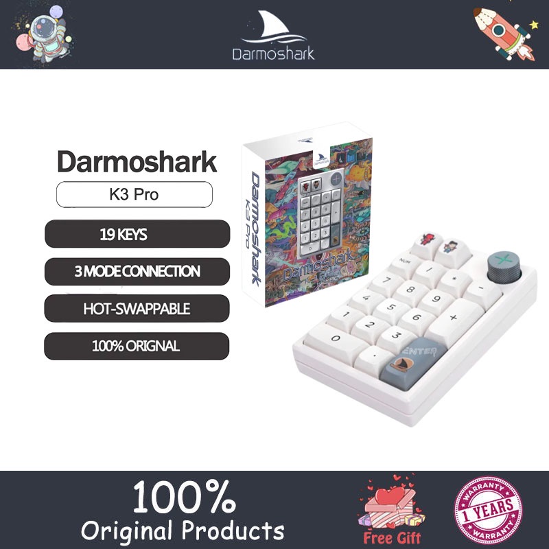Darmoshark K3 Pro Wireless 19 Key Digital Mechanical Keyboard | Shopee ...