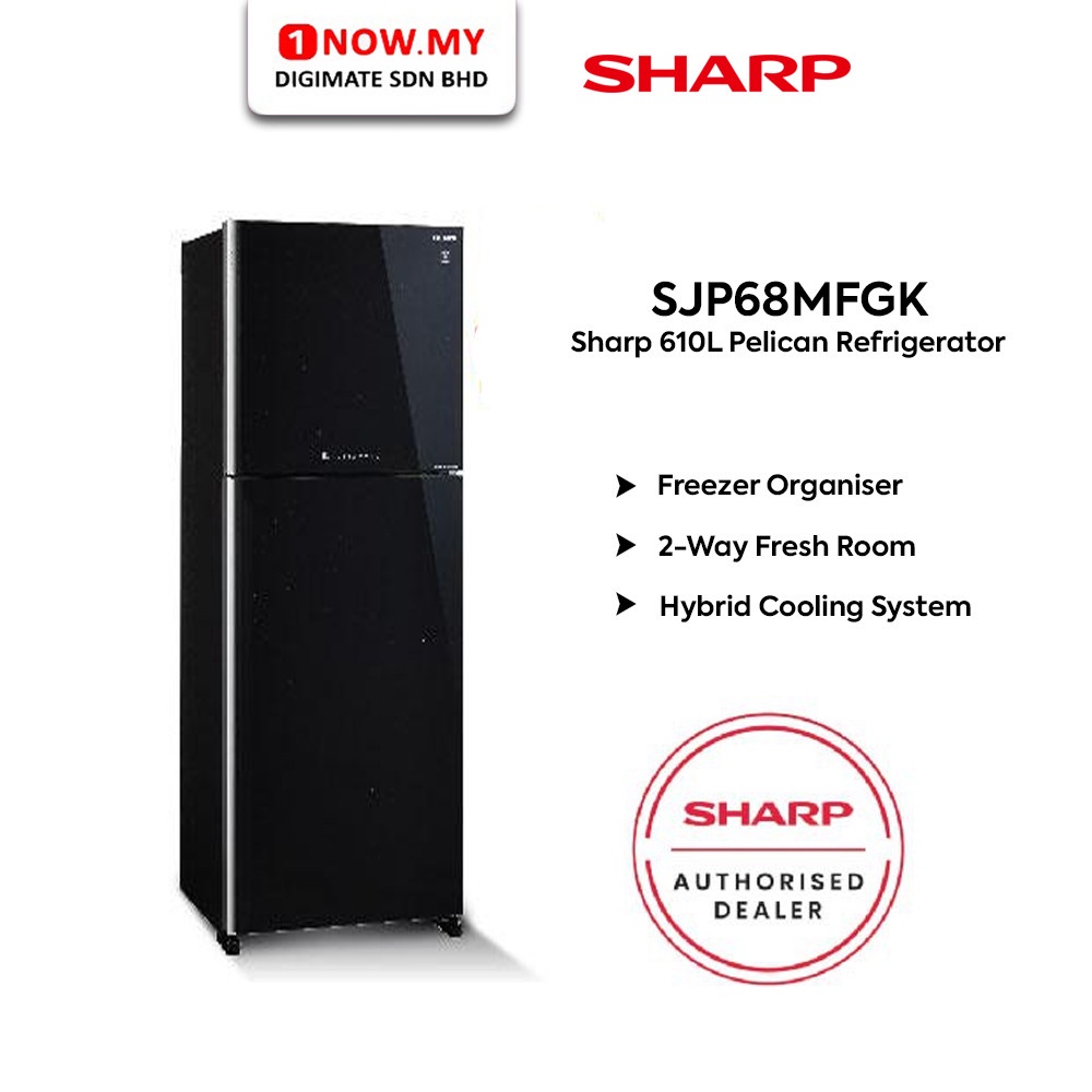 SHARP 610L Top Mount Freezer Inverter Pelican Refrigerator SJP68MFGK ...