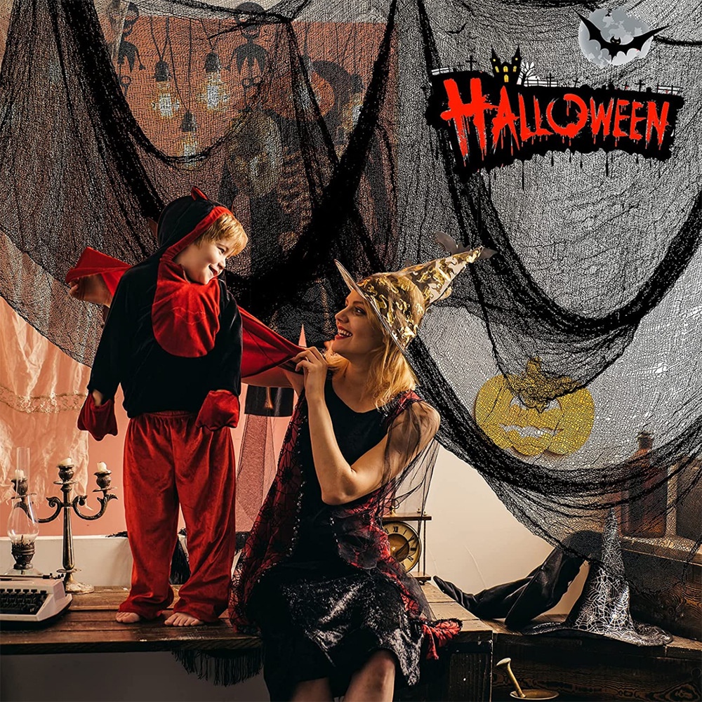 Halloween Decoration Black Gauze Haunted House DIY Gauze Horror House ...