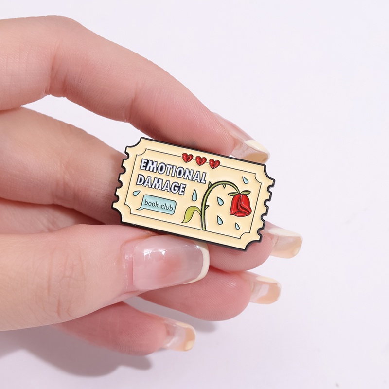 Creative Book Ticket Enamel Pins Brooches Cartoon Books Club Tickets ...