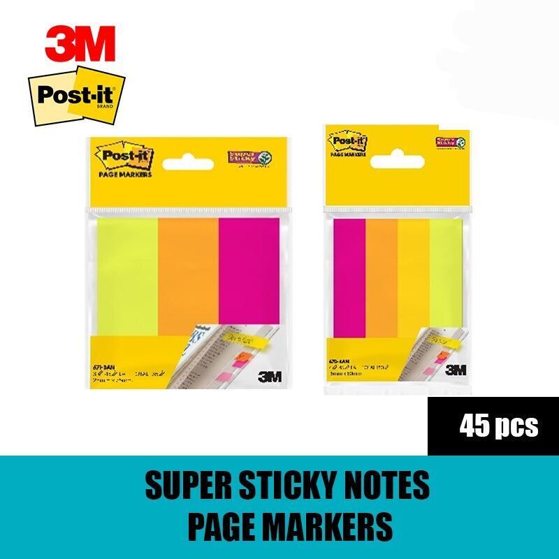 3M Post-it ® Super Sticky Notes Page Marker - Re-stickable Marker (45s ...