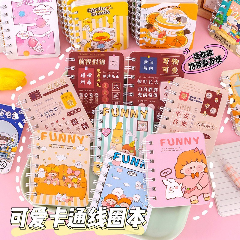 Ximi Moka Wired Notebook Cute Cartoon A7 Spiral Notebook 80 Sheets Book ...