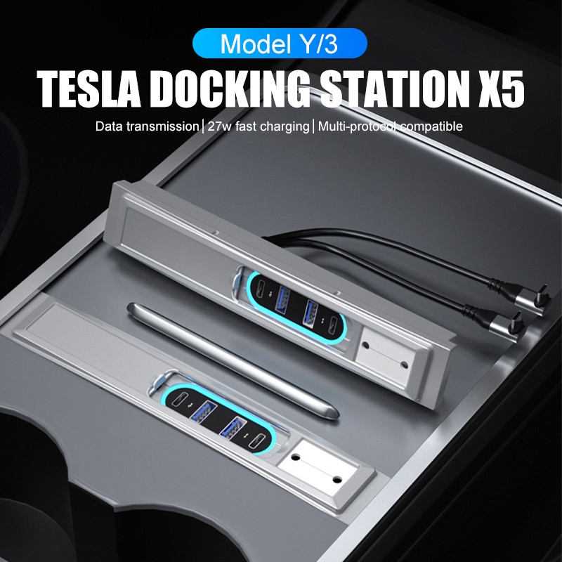 Tesla Model 3/Y USB Hub car storage Docking Station, Expansion Dock ...