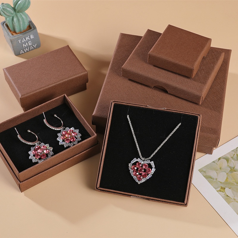 Vintage Gift Box with Sponge Leather Pattern Paper Jewelry Boxes ...