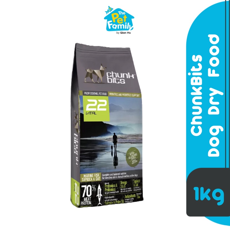 1kg Chunkbits Dog Dry Food Chicken/Fish/Lamb/Deer Flavor Vital 22 ...