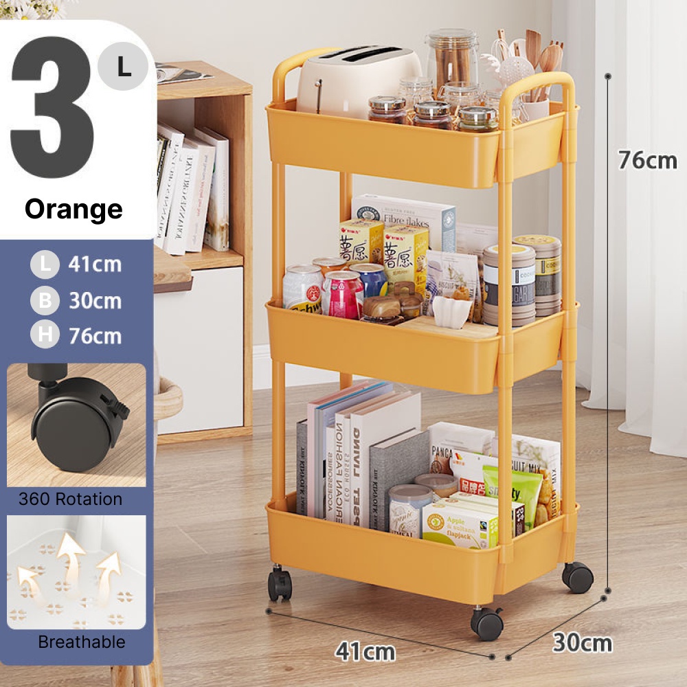 Bossku Trolley Storage Plastic Trolley Trolly Rack Troli Trolley Rack ...