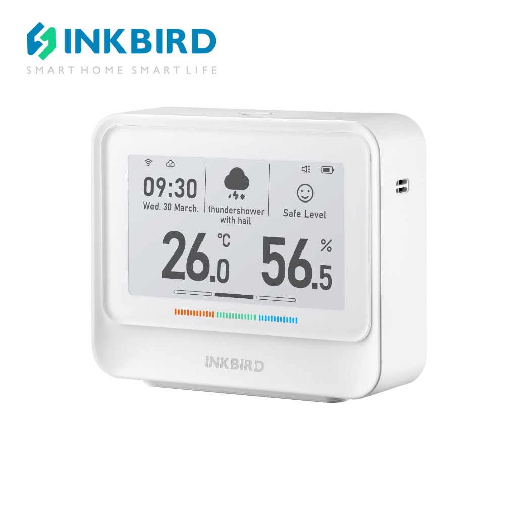 INKBIRD IBS-TH5-WIFI 8-in-1 Indoor Temperature and Humidity Monitor Home Weather Station Indoor ...