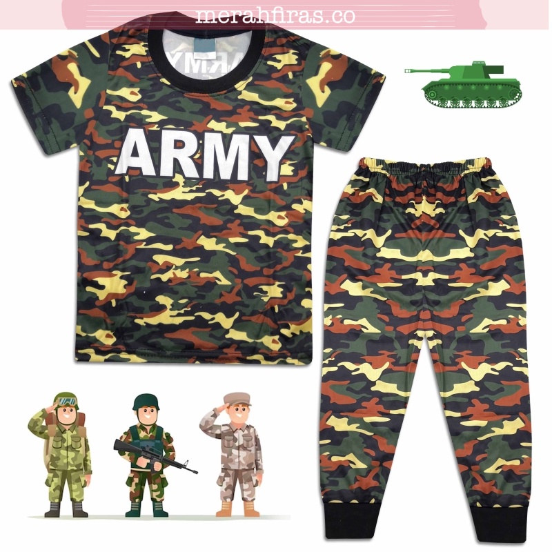 Set Baju Askar Camouflage Jersey-Sleepwear Boy Baju Tidur Budak Kanak ...