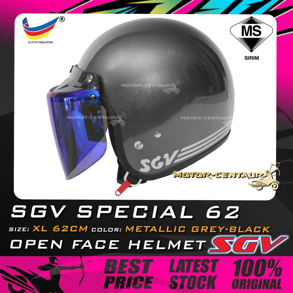 [XL 62CM] TOPI KELEDAR SGV HELMET SPECIAL62 METALLIC GREY (SIRIM ...