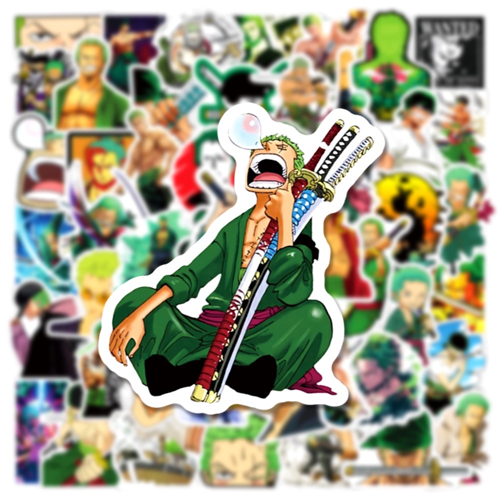 Stiker RORONOA ZORO One Piece 50 keping Kalis Air Tidak Berulang ...