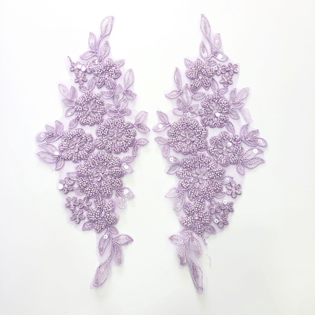 2pc/set Luxury beaded embroidery lace applique for wedding dresses ...