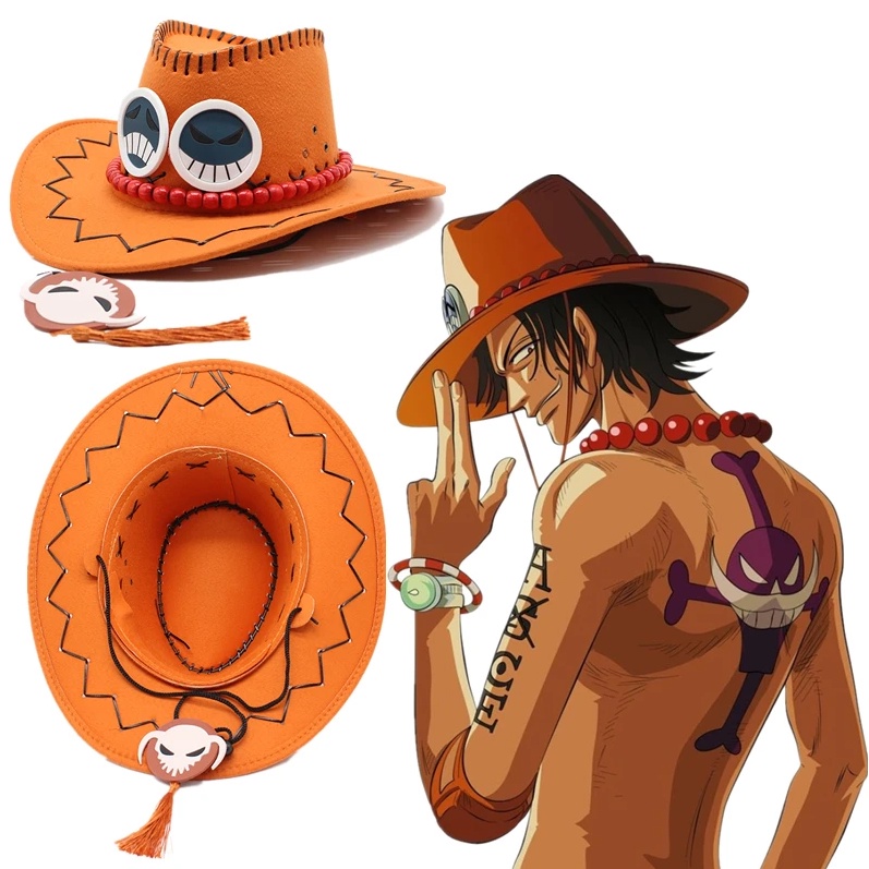 One Piece Portgas D Ace Hat Hat Anime Character Ace Cosplay Hat Cowboy ...