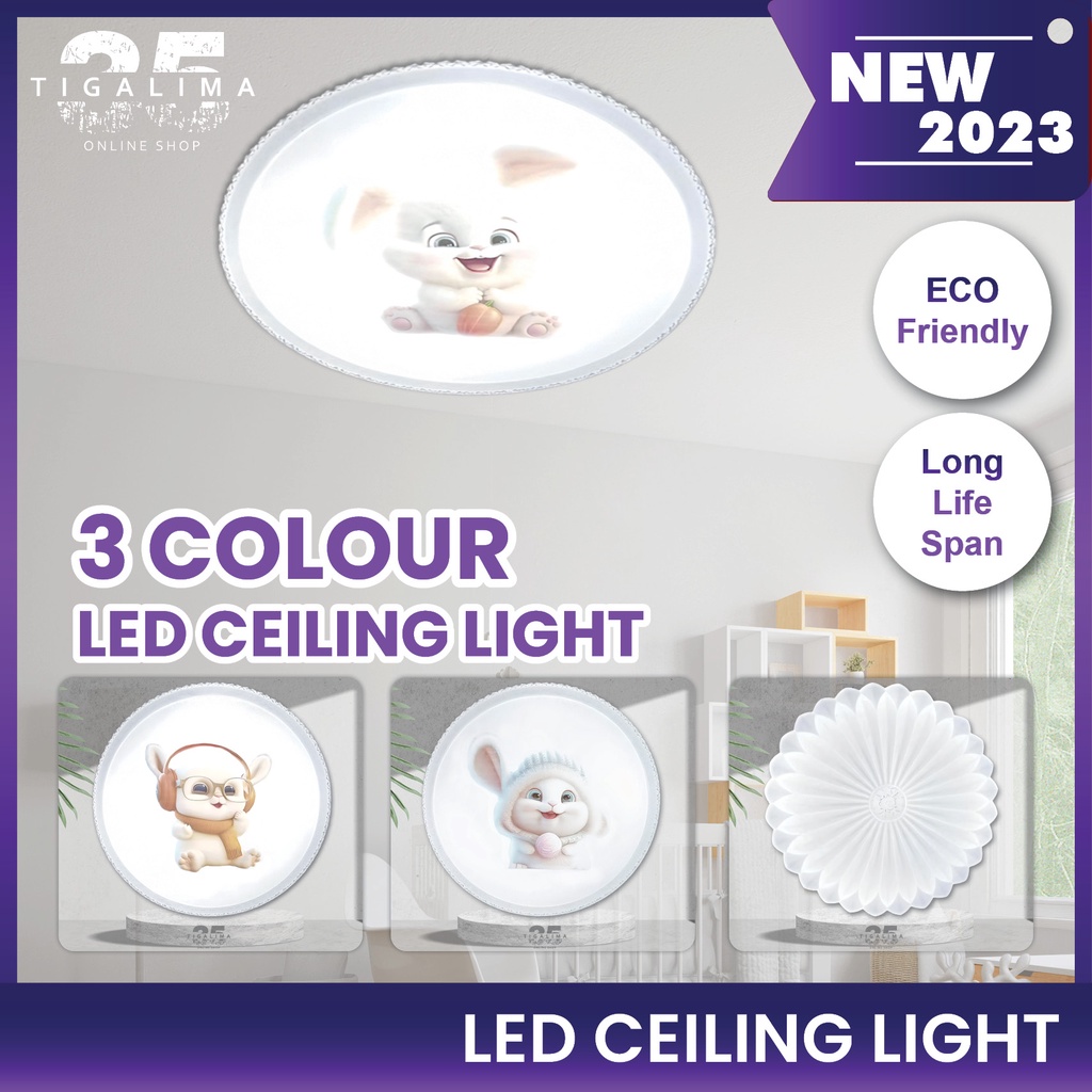 LED Cartoon Ceiling Light Children's Room Lamp 3 Color Bedroom Ceiling ...