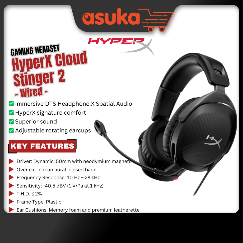 HyperX Cloud Stinger 2 Wired Gaming Headset | Shopee Malaysia