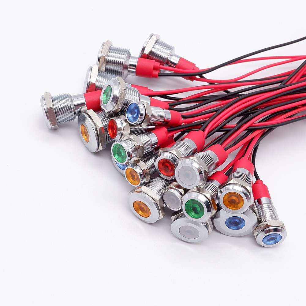 ^Lz^ ~6mm 8mm 10mm 12mm Metal LED Warning Indicator Light Signal Lamp ...