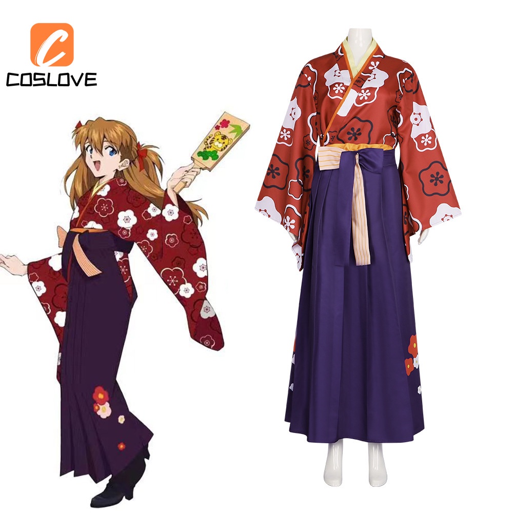 EVA Asuka Langley Soryu Fan Made Kimono Cosplay Full Set Costume Suit ...