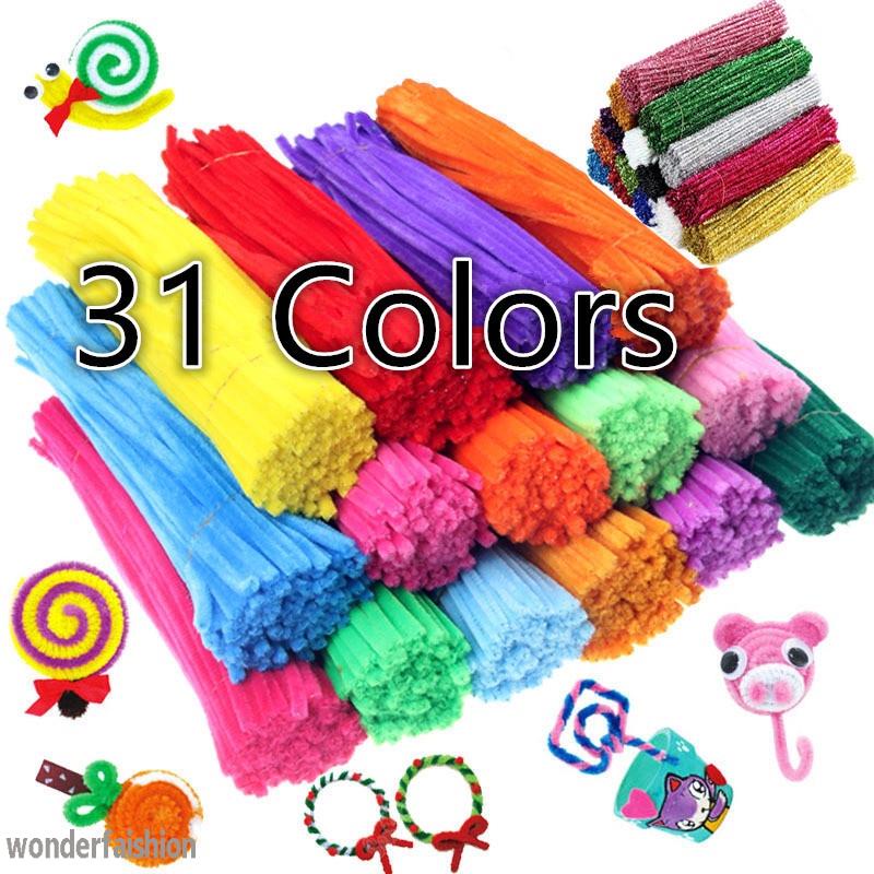 100pcs Colorful Dense fuzzy wire pipe cleaner craft flower Chenille ...