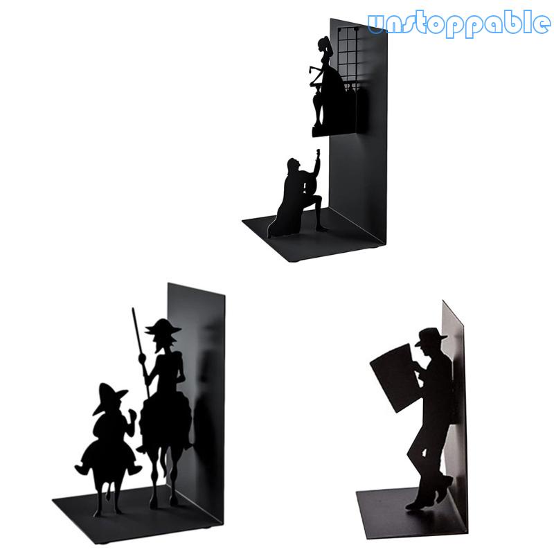 Un* Iron Figure Bookends Reading Book Support Retro Non-Skid Book Ends ...