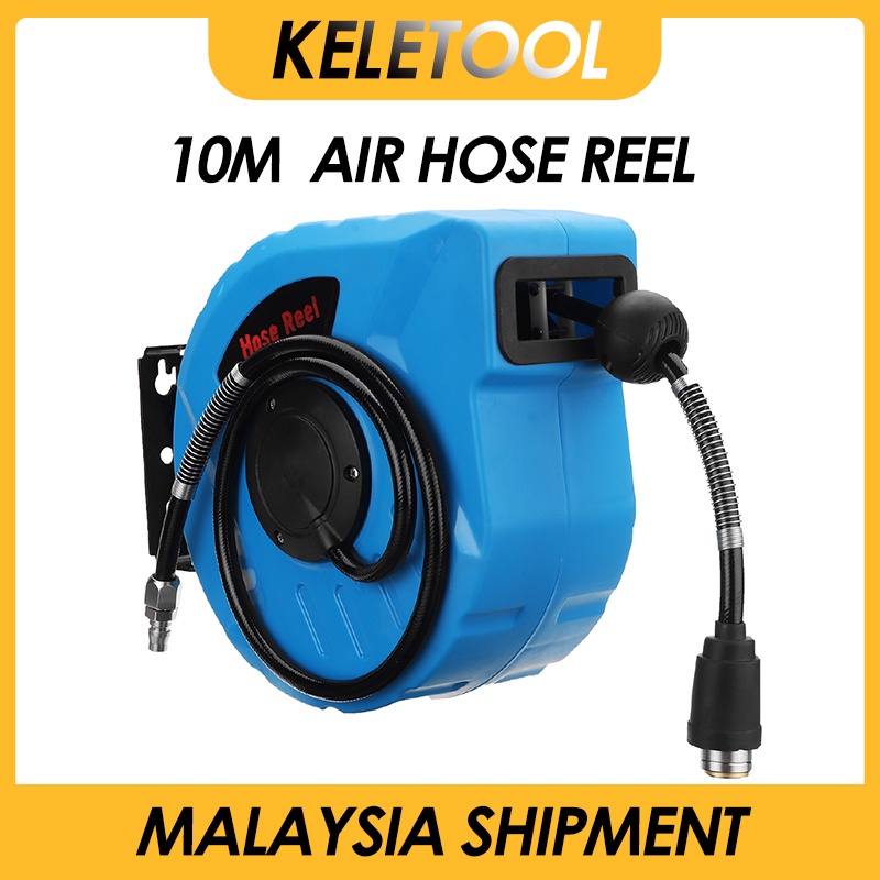 10M 1/4" Car Repair Wind Pipe Automatic Retractable Hose Reel Air drum ...